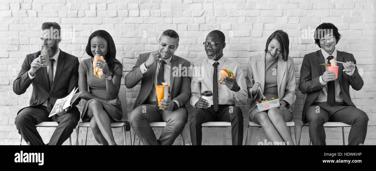 Business Team Working Break Eating Lunch Concept Stock Photo - Alamy