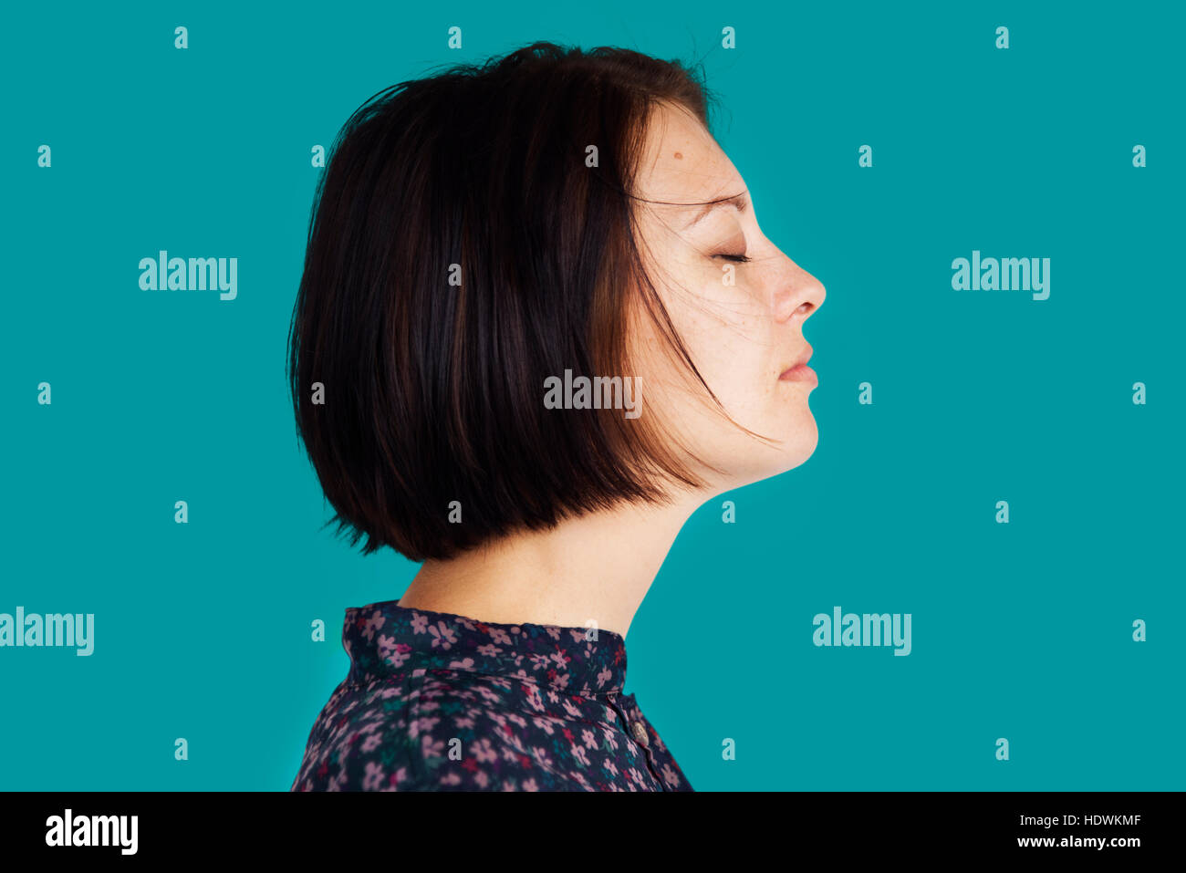 Woman Side View Close Eyes Thinking Concept Stock Photo - Alamy