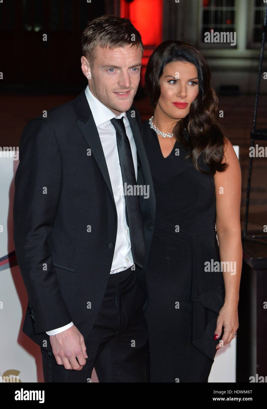 Jamie Vardy and his wife Rebekah arriving at the Sun Military Awards ...