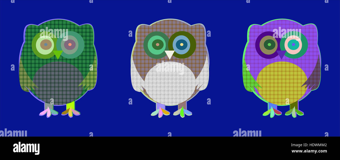 set of cute textile owls Stock Photo - Alamy