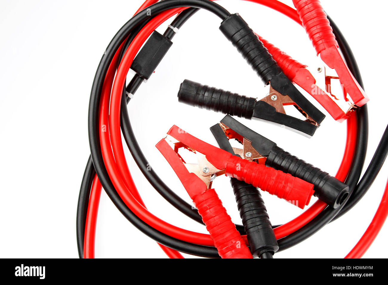 Jumper cables on plain background Stock Photo - Alamy