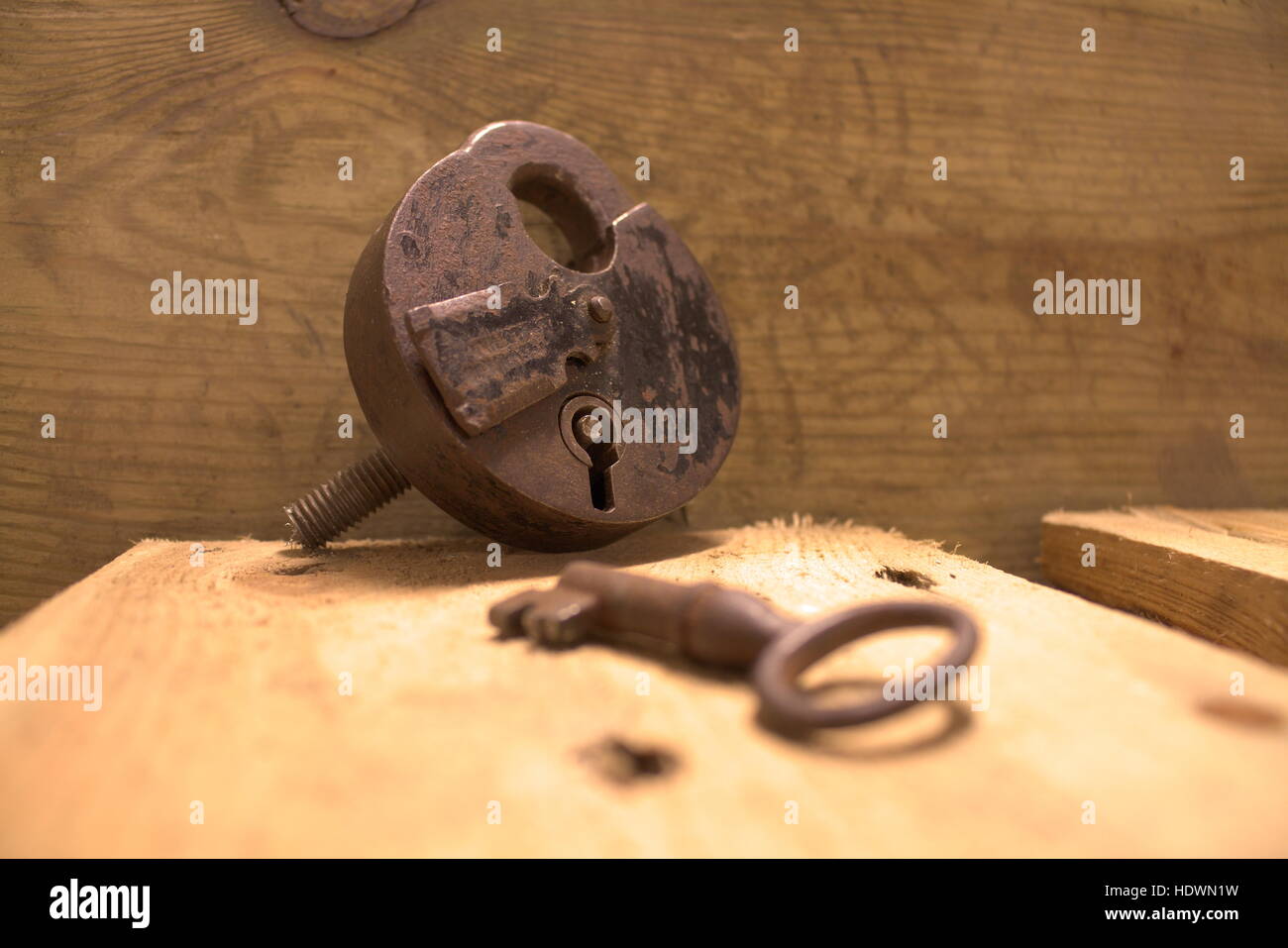 Photo of and old 19th century lock with matching key Stock Photo - Alamy