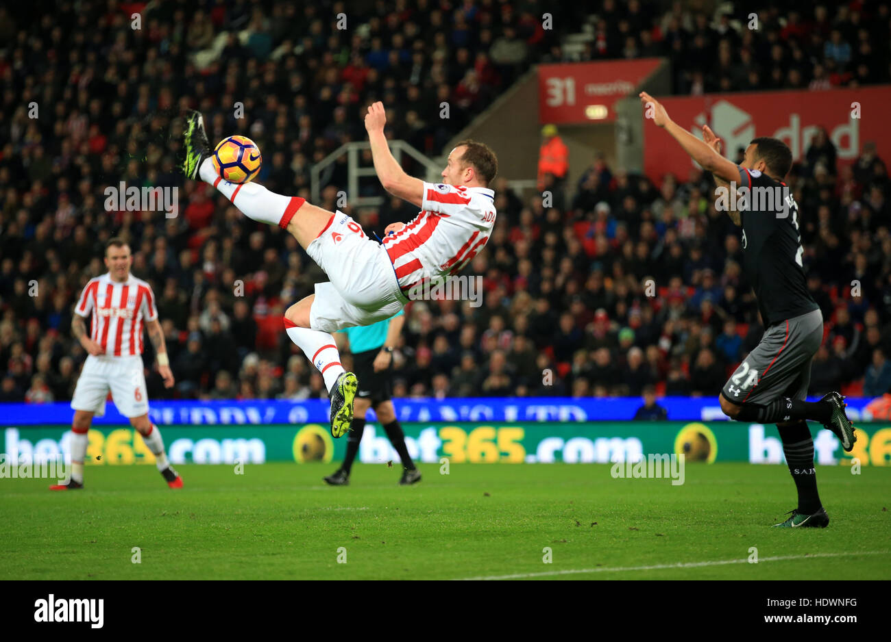Stoke City's Charlie Adam attempts an over head kick during the Premier ...