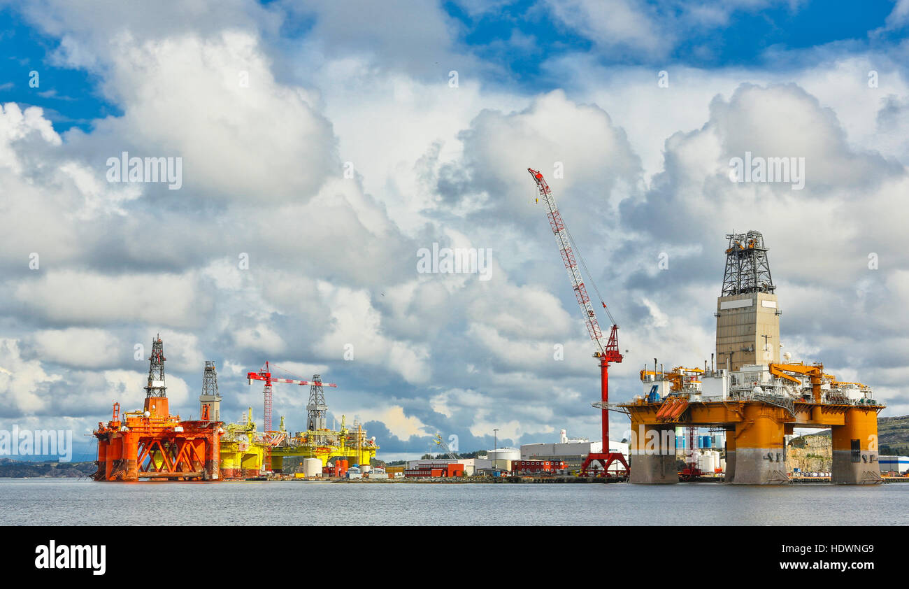 Oil platforms under maintenance near Bergen, Norway Stock Photo - Alamy