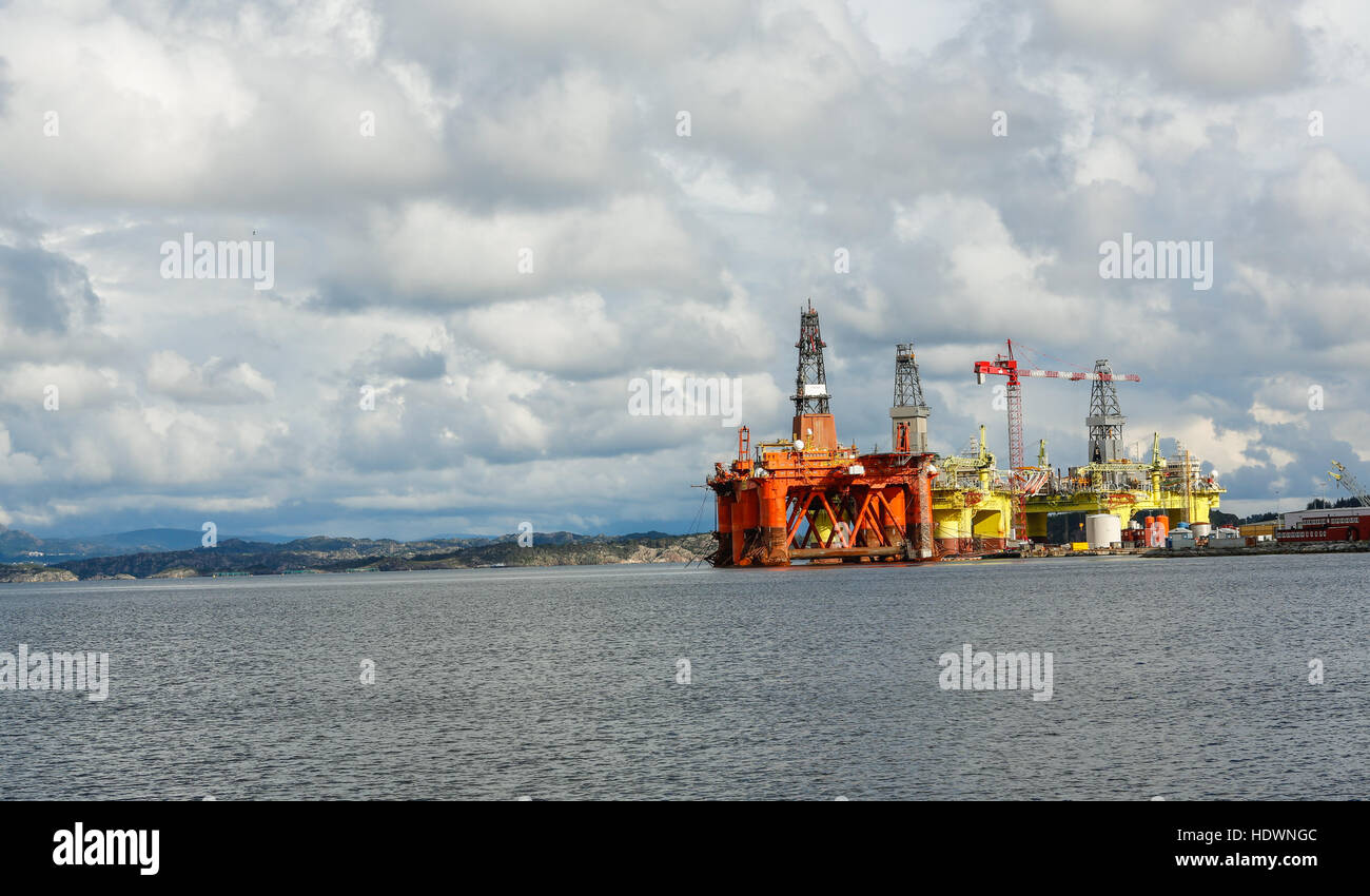 Oil platforms under maintenance near Bergen, Norway Stock Photo - Alamy