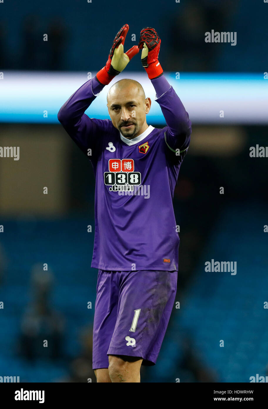 Watford goalkeeper Heurelho Gomes reacts after the final whistle during ...