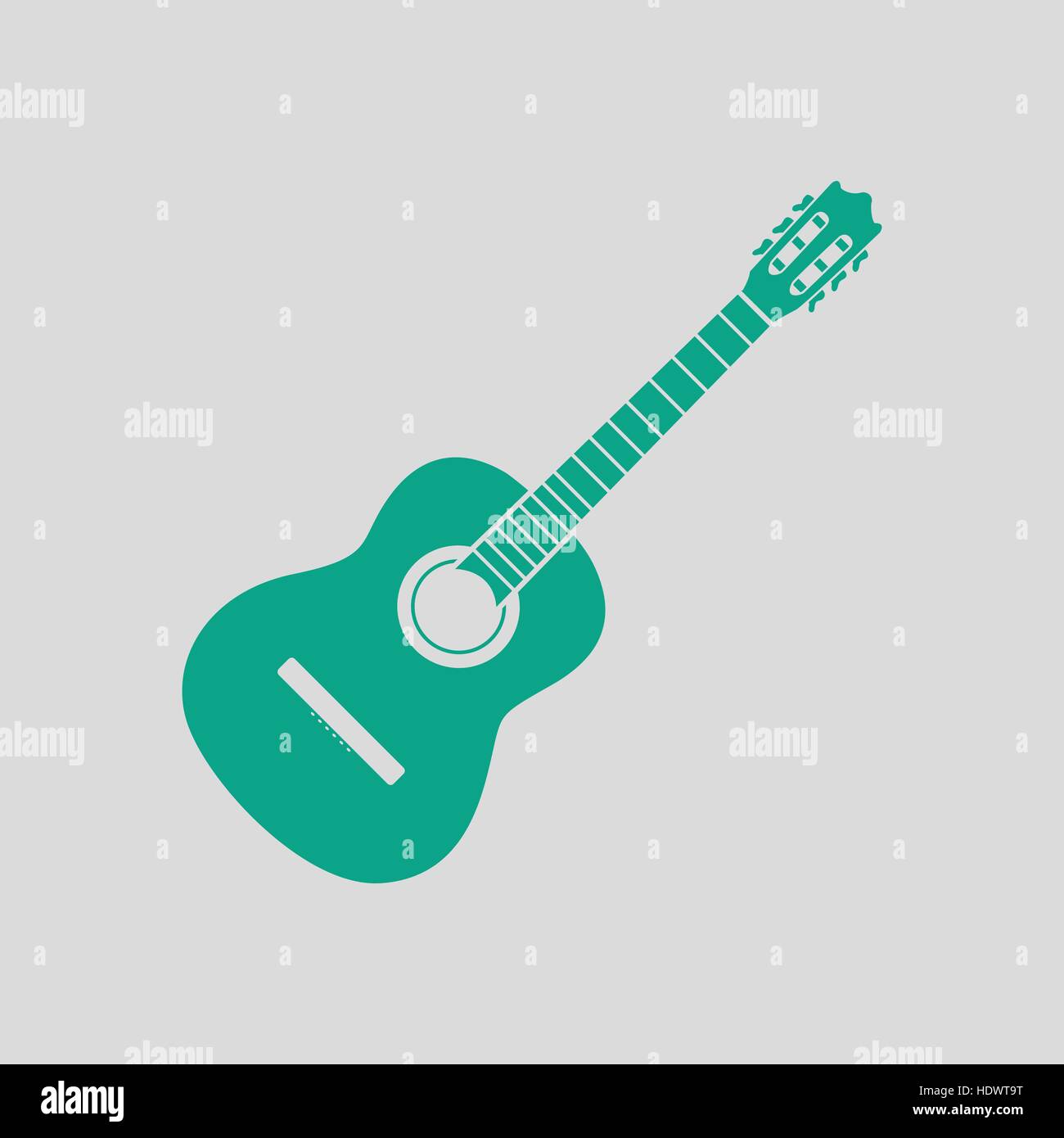 Acoustic guitar icon. Gray background with green. Vector illustration ...
