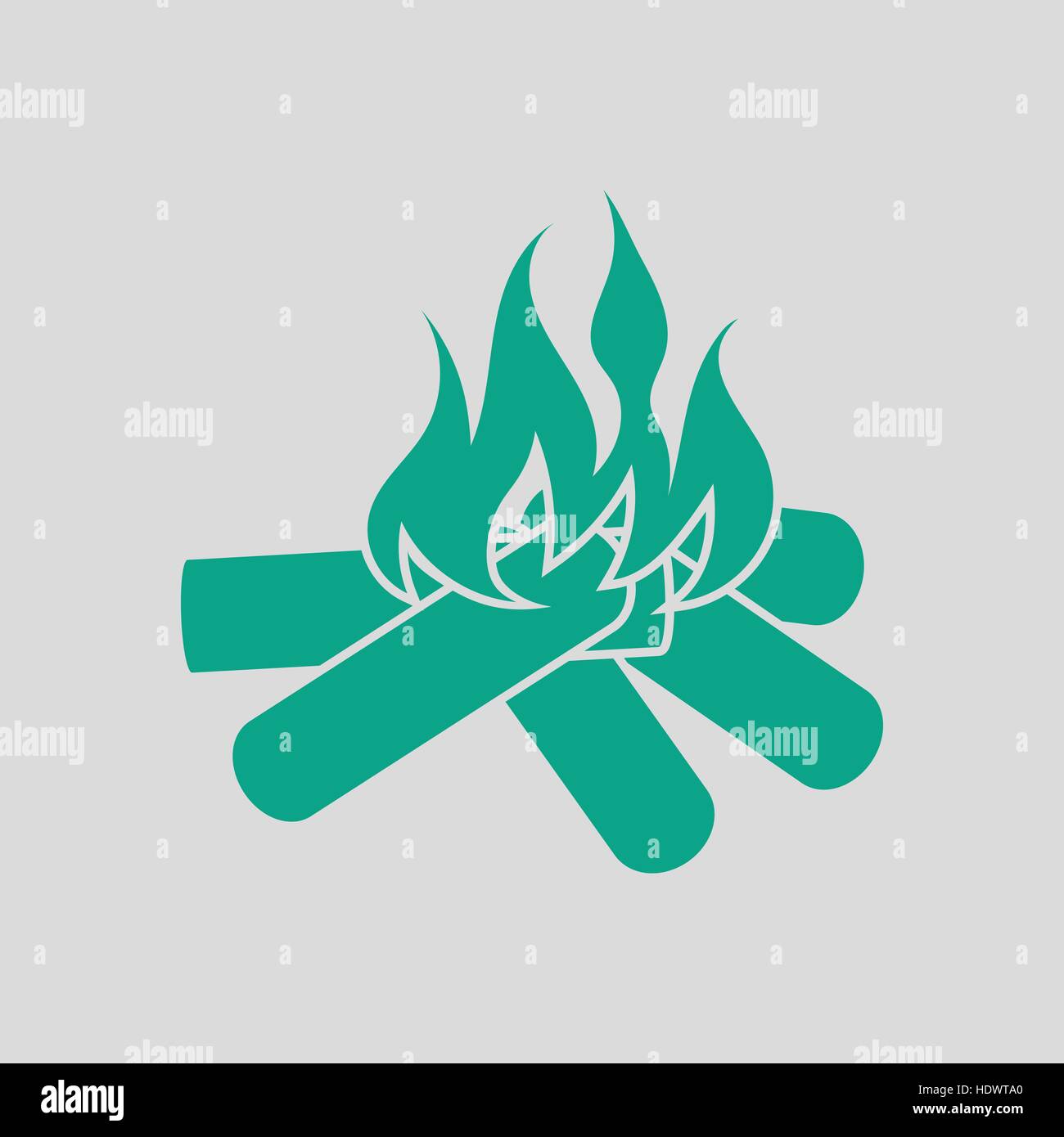 Camping fire icon. Gray background with green. Vector illustration ...