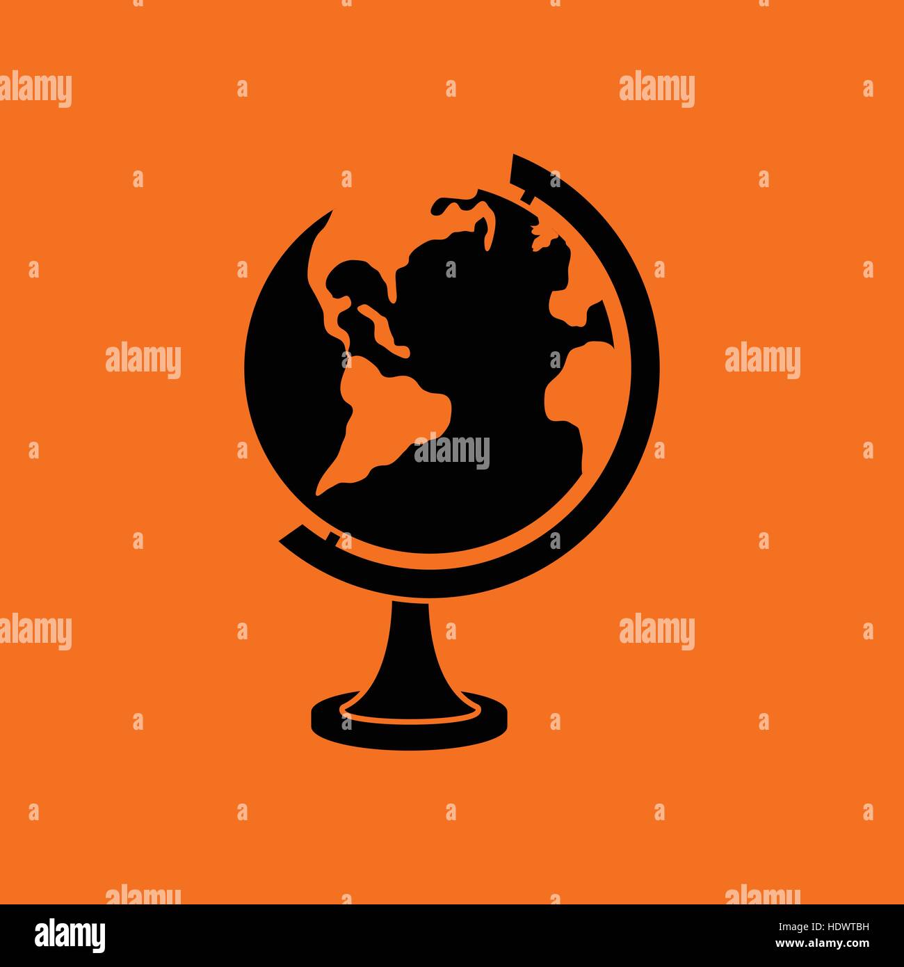 Globe icon. Orange background with black. Vector illustration Stock ...