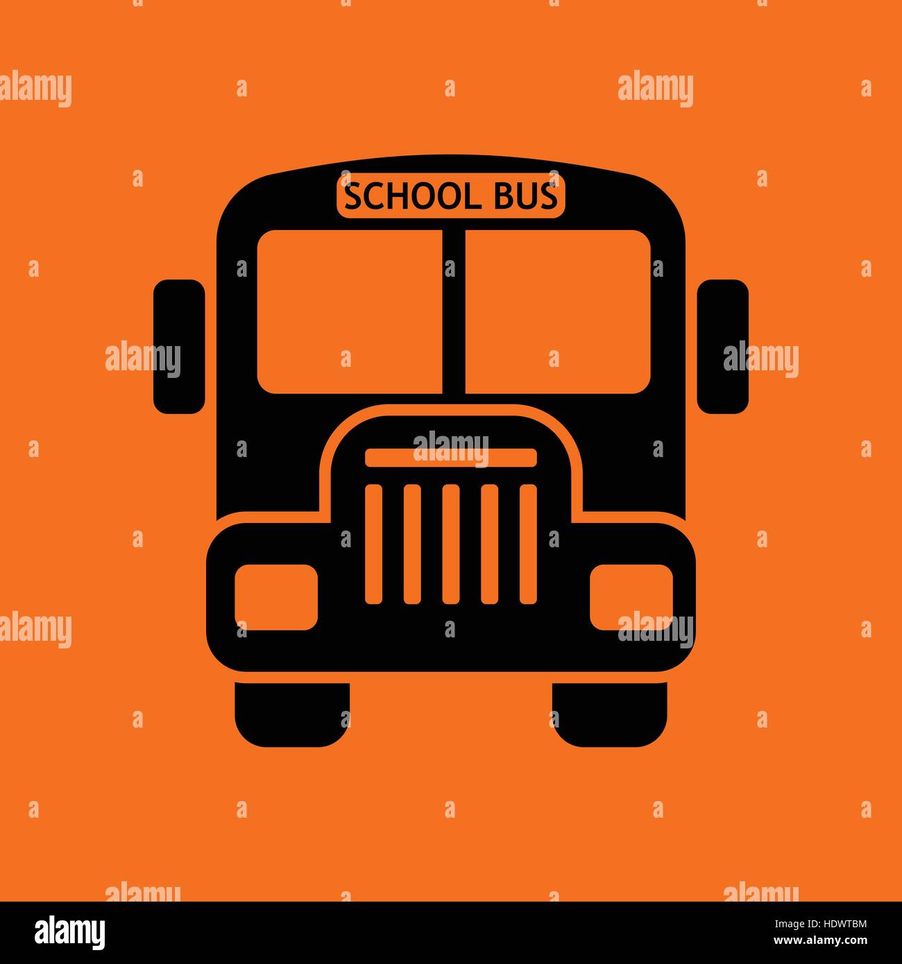 School bus icon. Orange background with black. Vector illustration ...