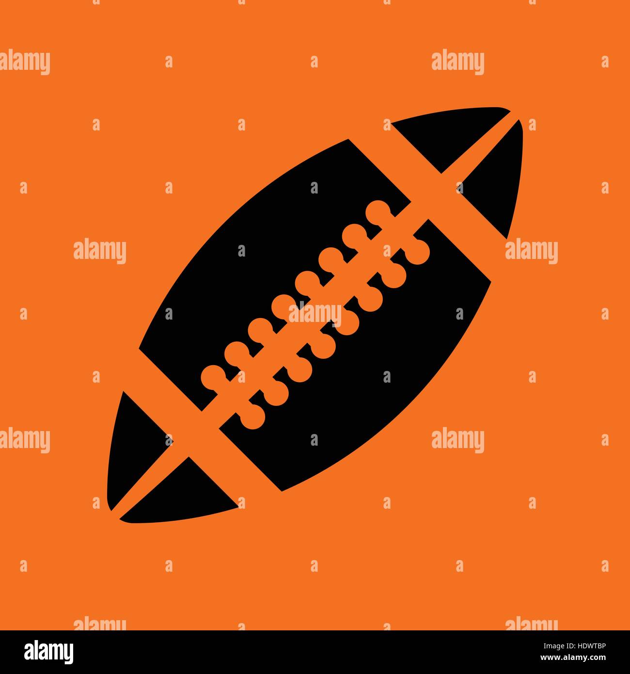 American football icon. Orange background with black. Vector ...