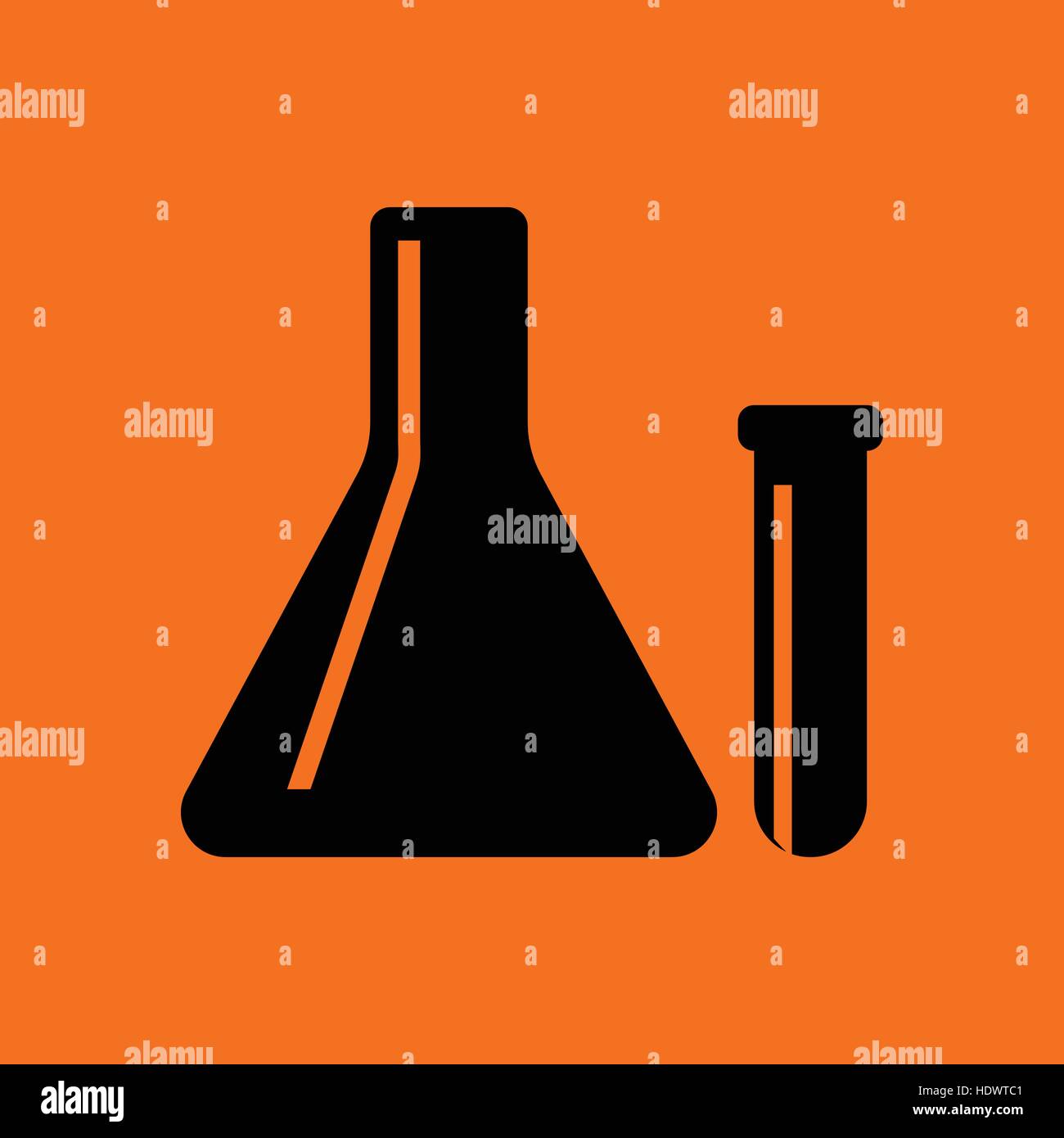 Chemical bulbs icon. Orange background with black. Vector illustration ...