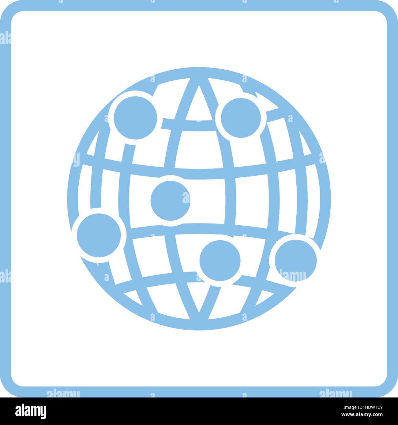 Globe connection point icon. Blue frame design. Vector illustration ...