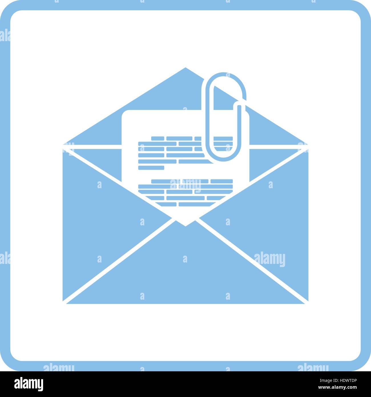 Mail with attachment icon. Blue frame design. Vector illustration Stock ...
