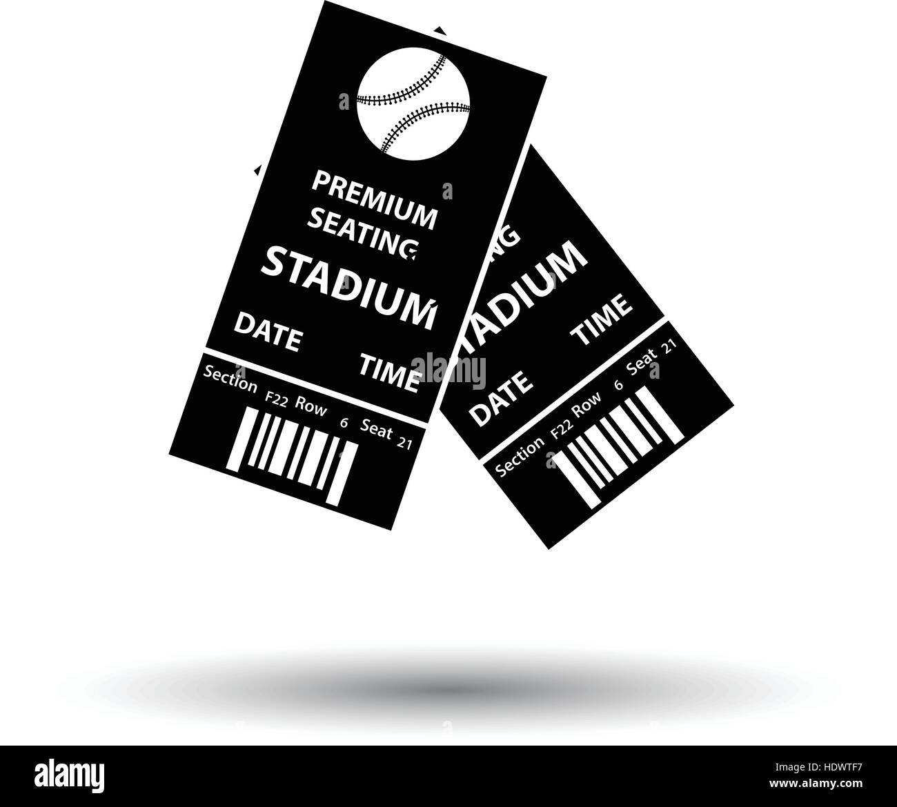 Baseball tickets icon. White background with shadow design. Vector ...