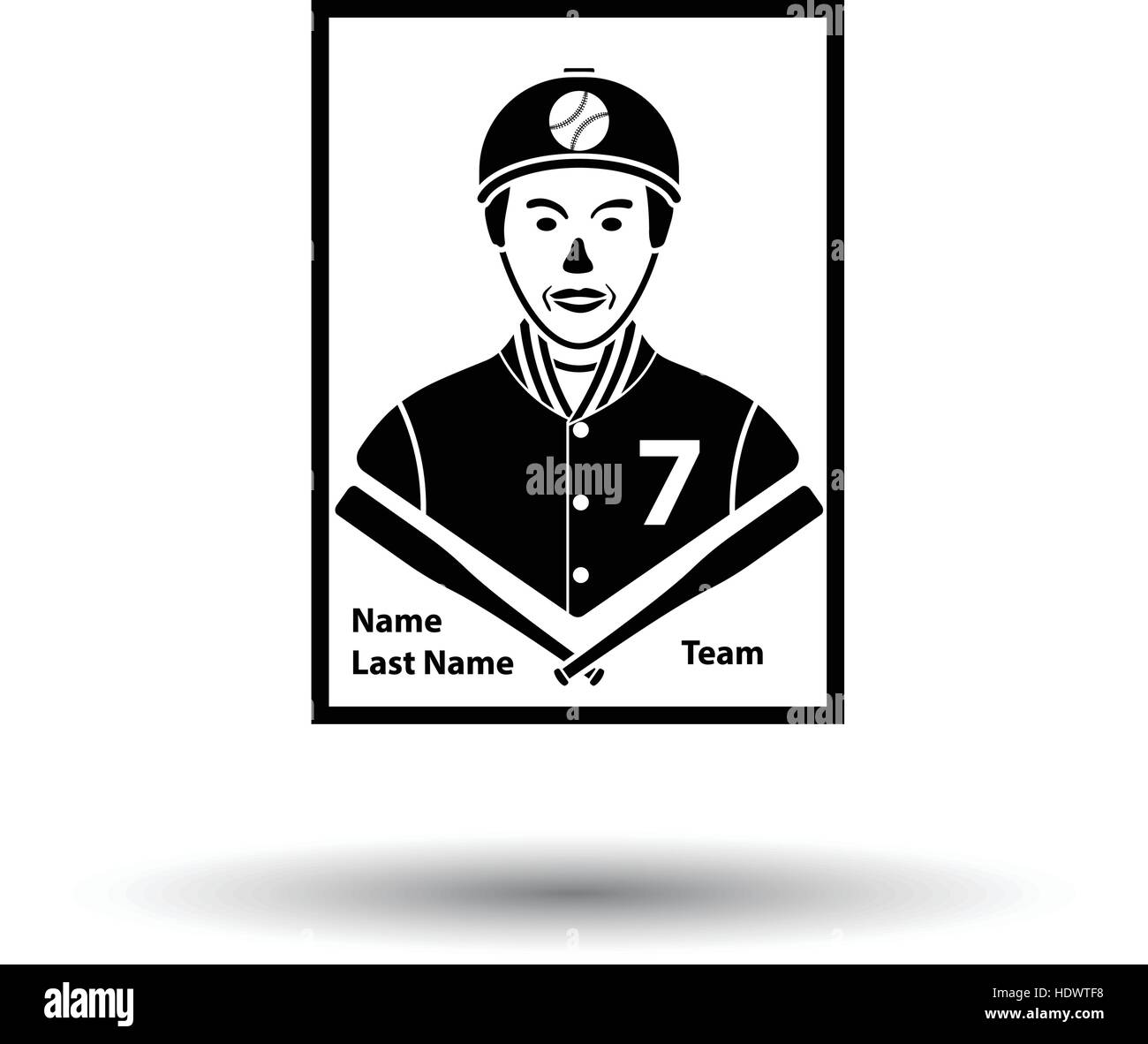 Baseball card icon. White background with shadow design. Vector ...