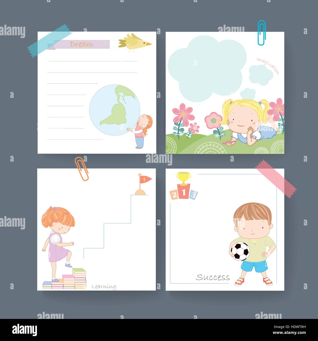 adorable memo paper template design for children Stock Vector Image ...