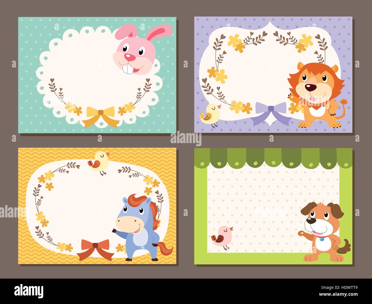 lovable diverse animals memo paper collection set Stock Vector Image ...