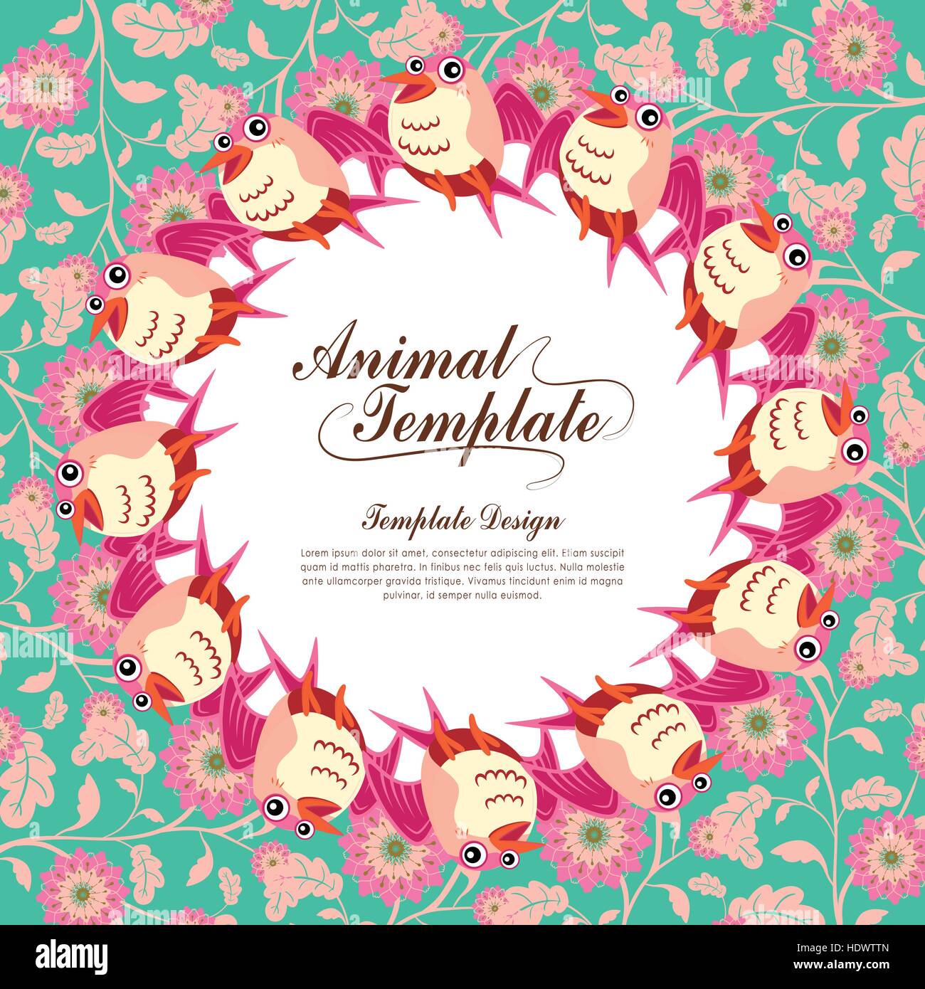 gorgeous birds template with colorful floral background Stock Vector ...