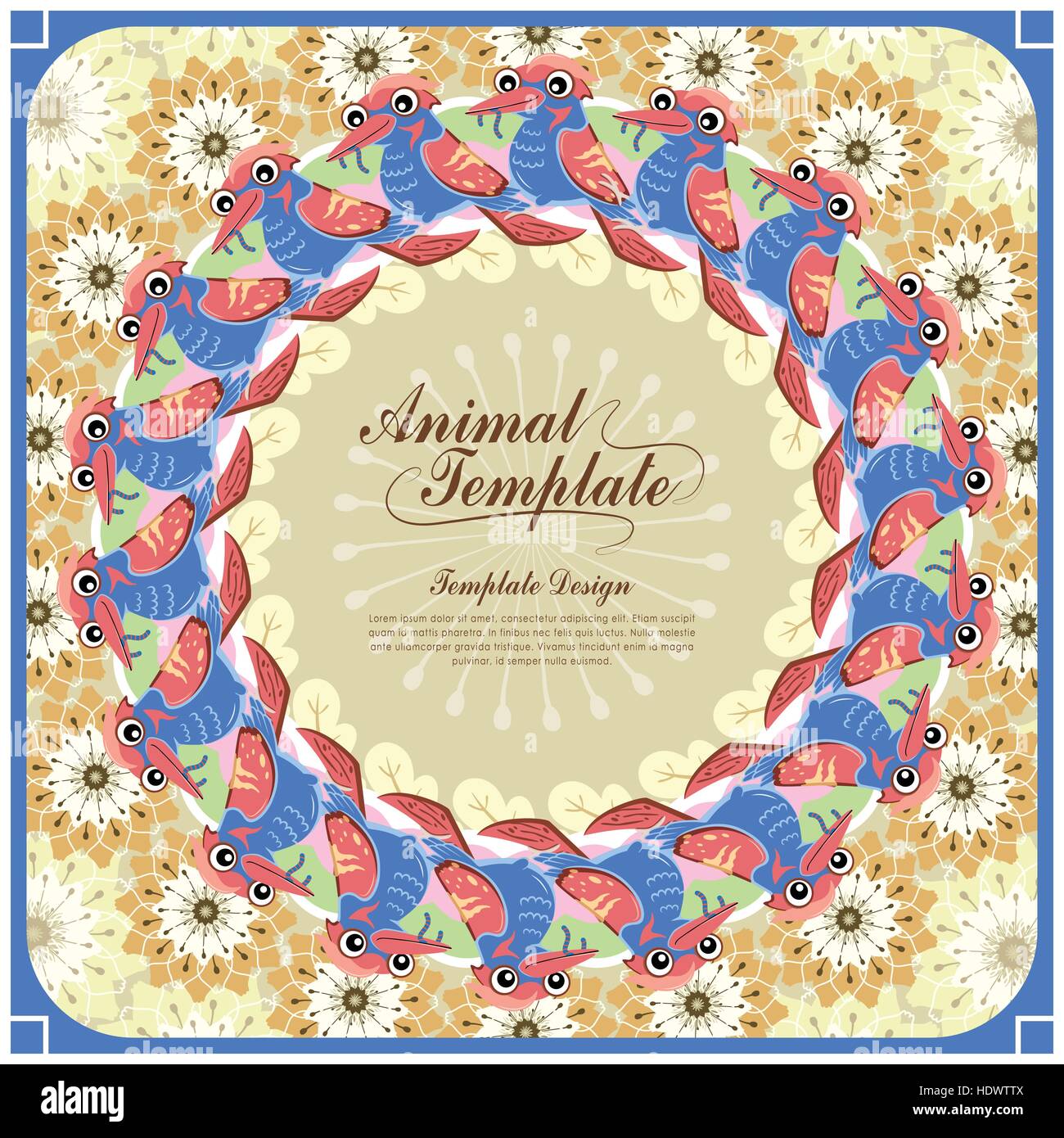 gorgeous birds template with colorful floral background Stock Vector ...