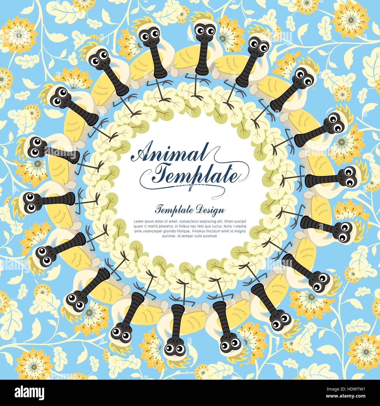 gorgeous birds template with colorful floral background Stock Vector ...