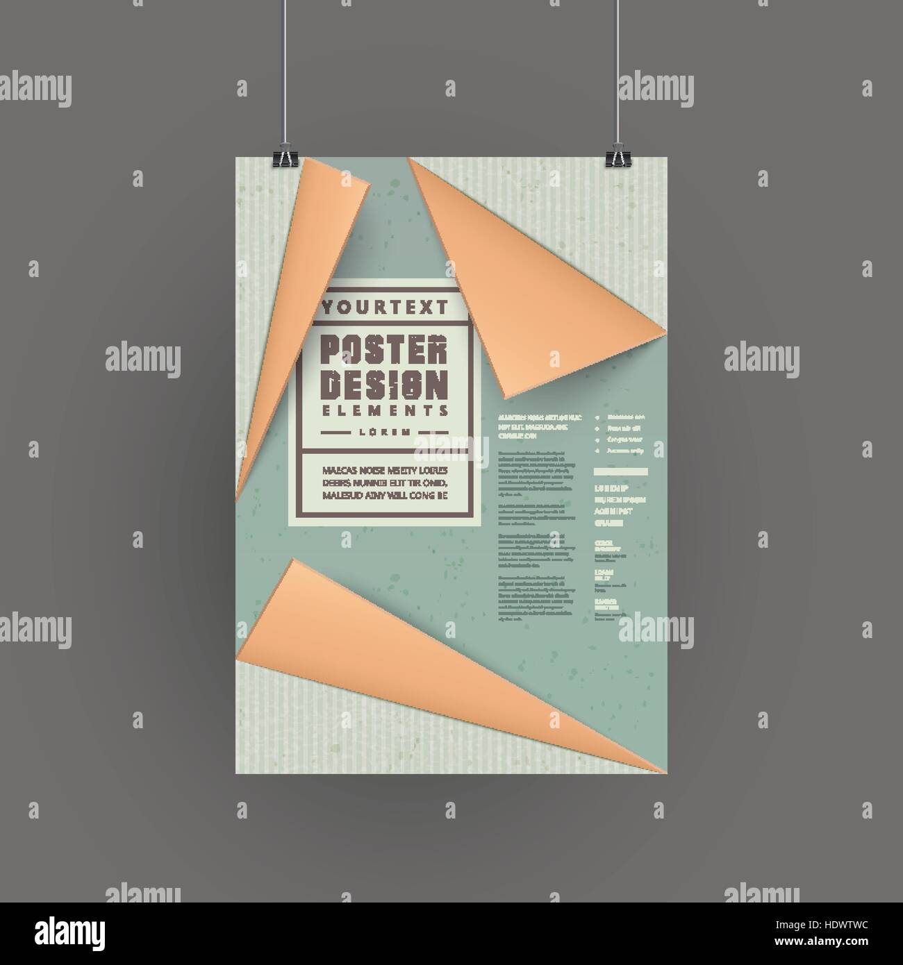 elegant paper folded style poster design isolated on grey Stock Vector ...
