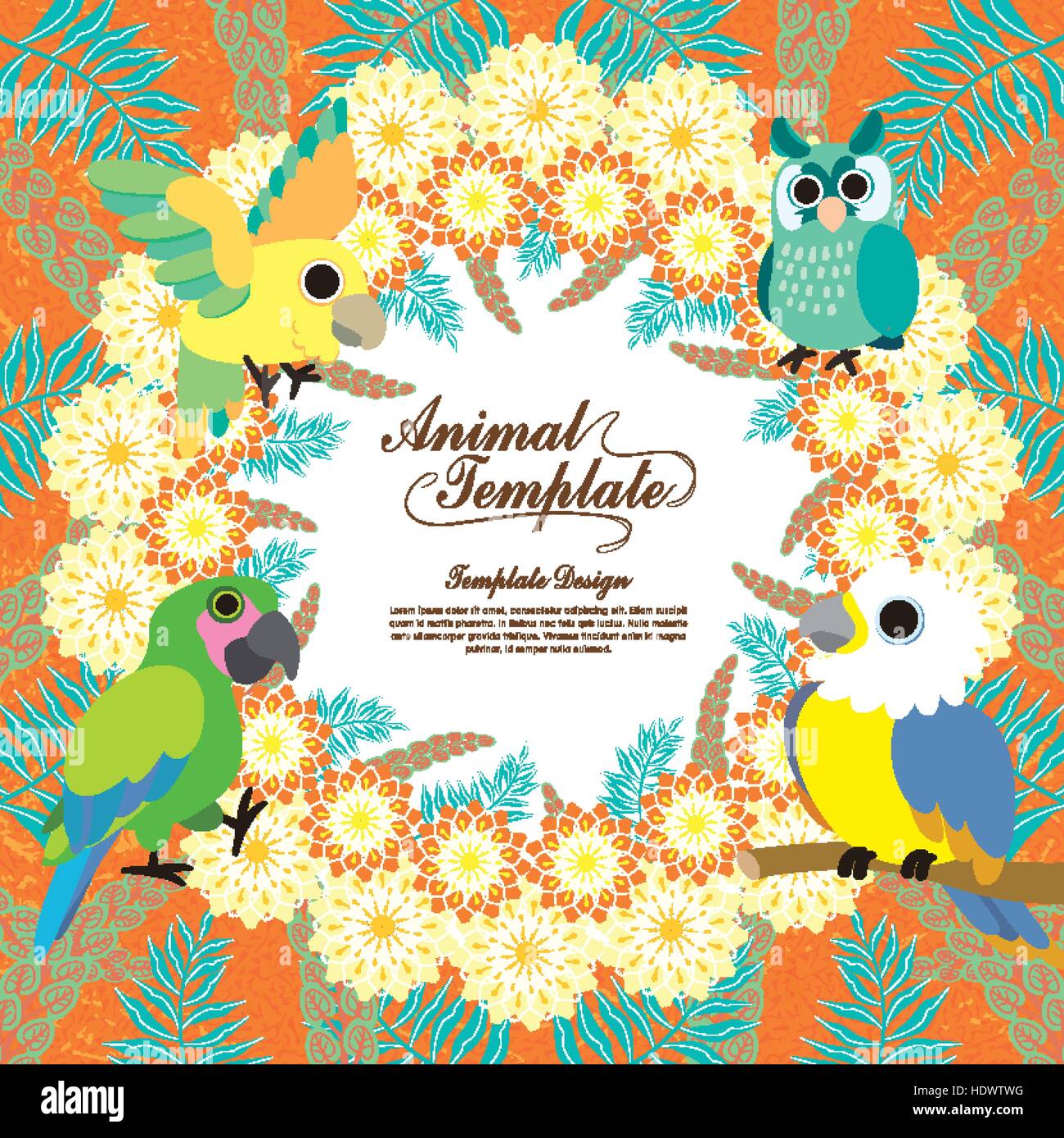 gorgeous birds template with colorful floral background Stock Vector ...