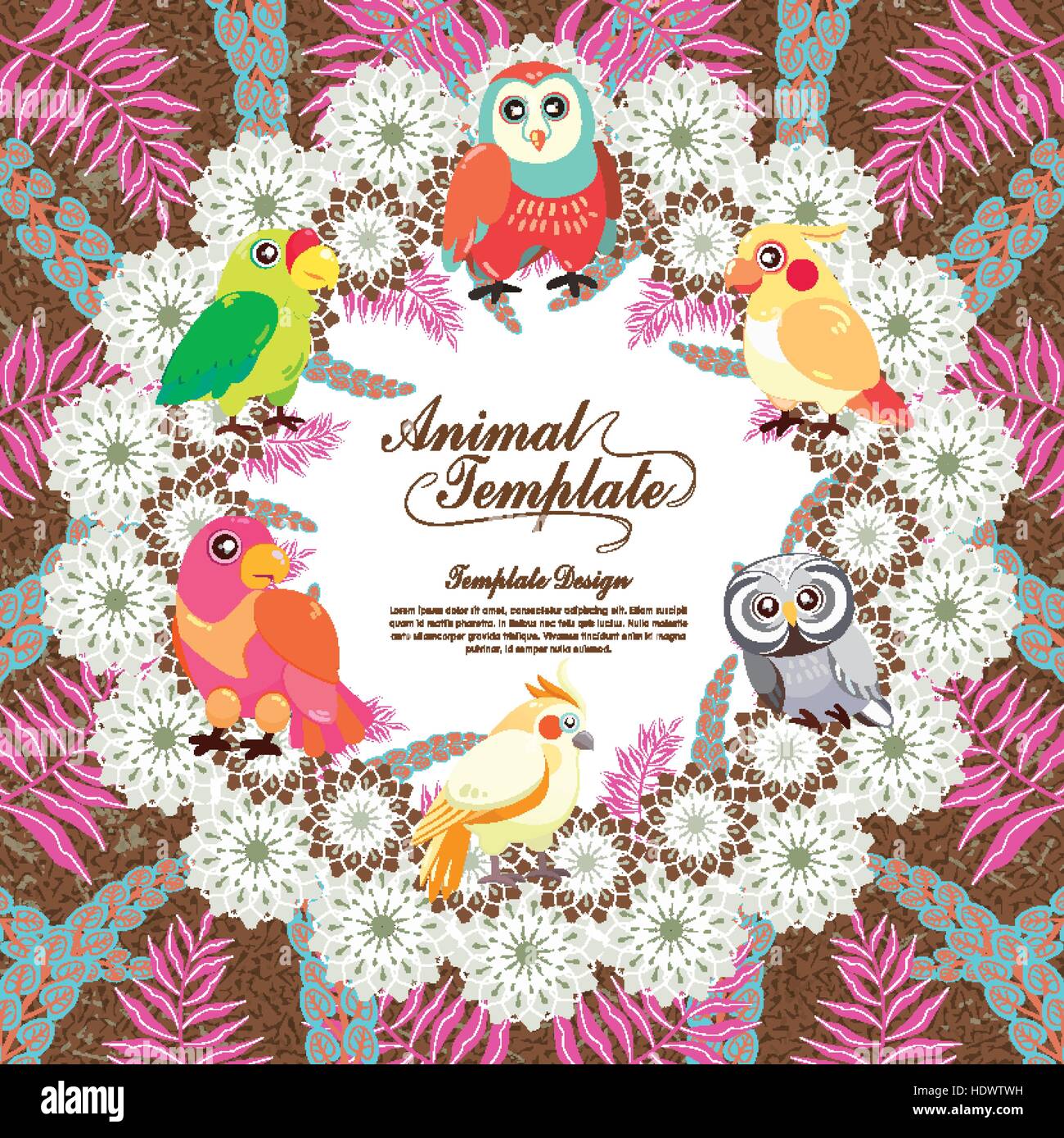 gorgeous birds template with colorful floral background Stock Vector ...