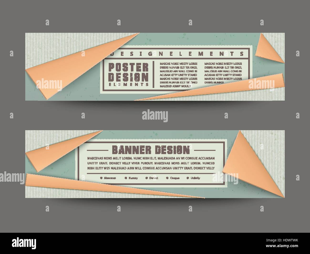 elegant paper folded style banners set isolated on grey Stock Vector ...