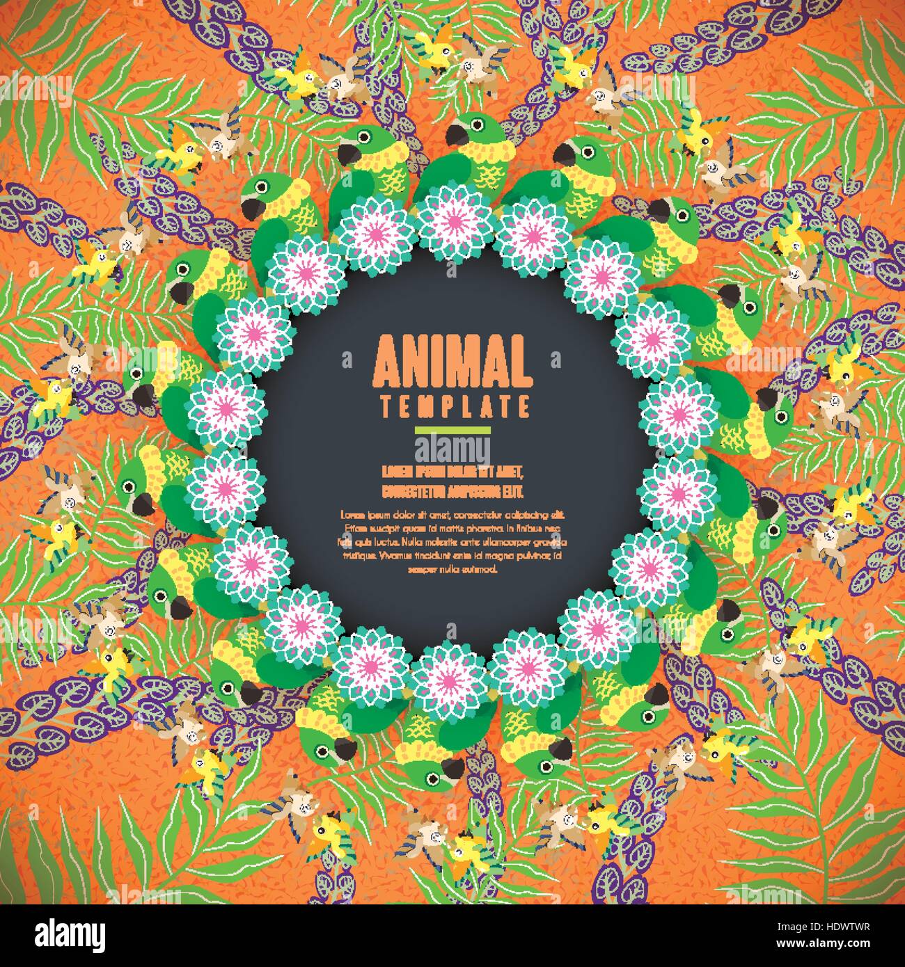 gorgeous birds template with colorful floral background Stock Vector ...