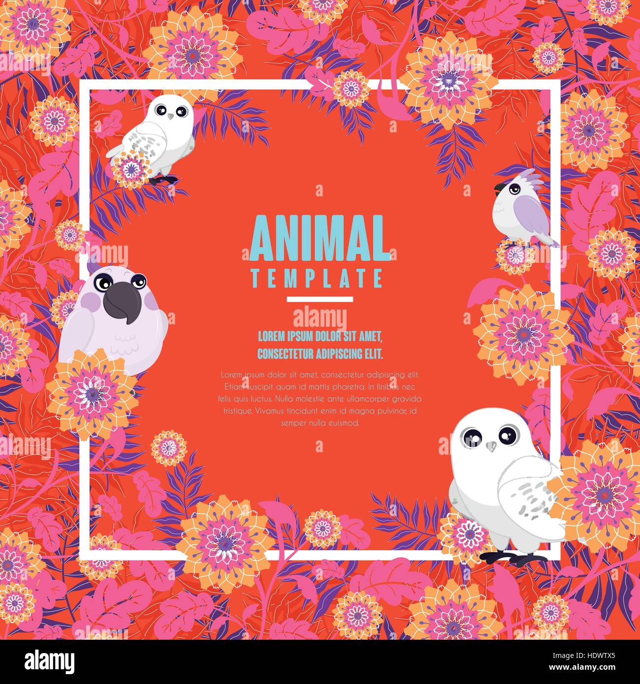 gorgeous birds template with colorful floral background Stock Vector ...