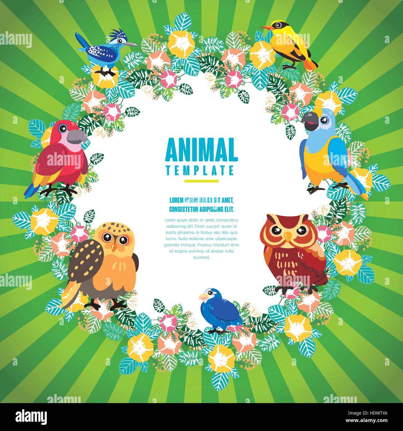 gorgeous birds template with colorful floral background Stock Vector ...