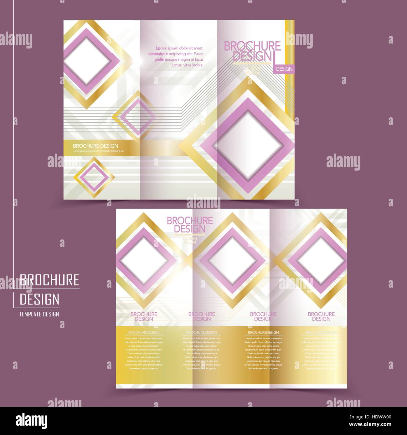 graceful tri-fold template design with rhombus elements Stock Vector ...