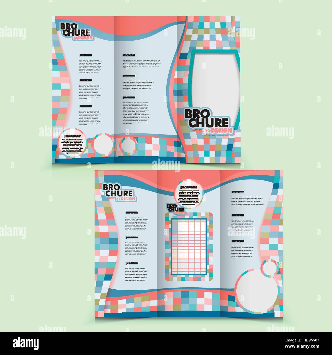 modern tri-fold brochure design with colorful grid elements Stock ...