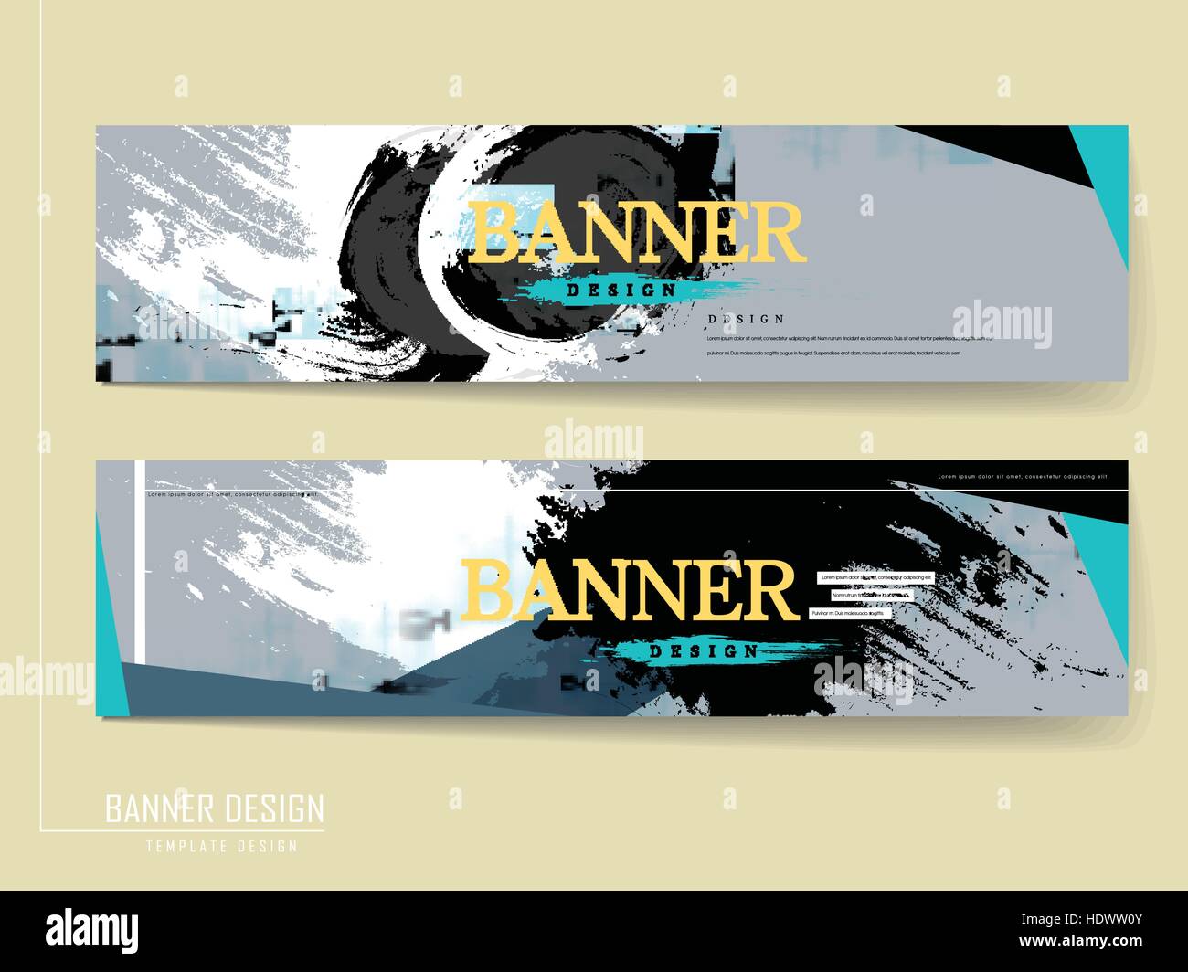 attractive banners set design with calligraphy strokes elements Stock ...