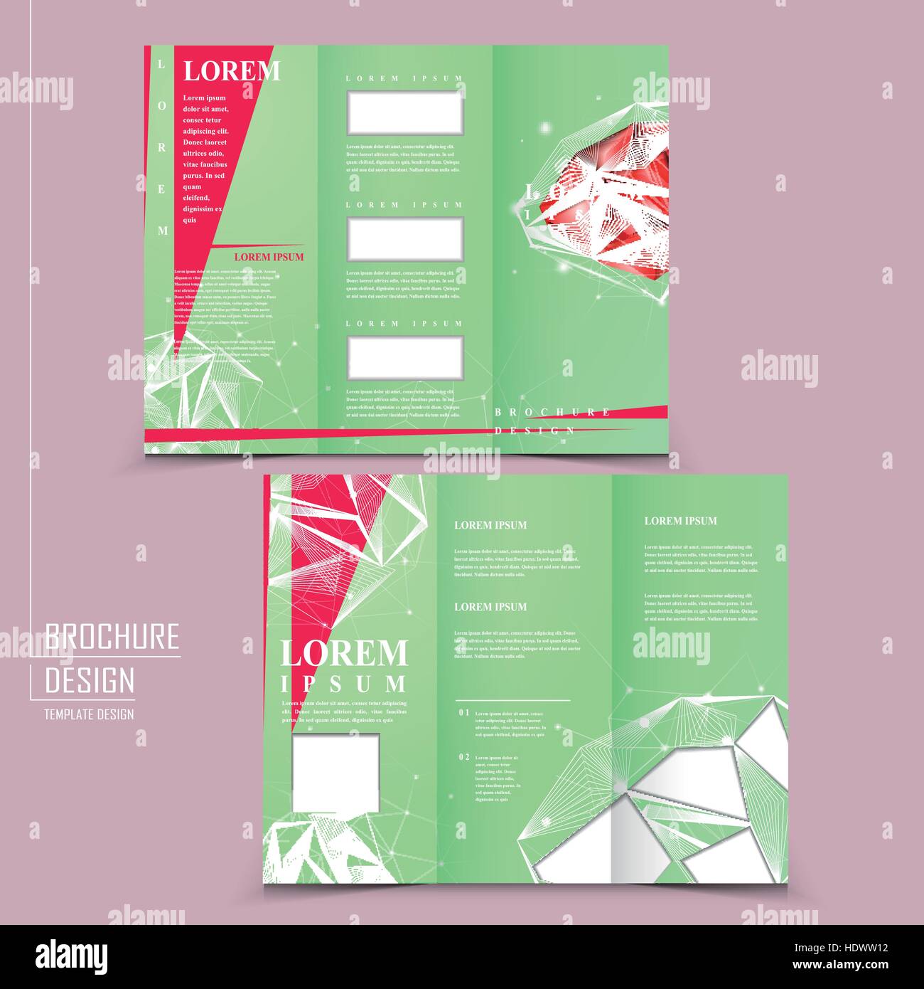 gorgeous tri-fold template design with exquisite diamond elements Stock ...