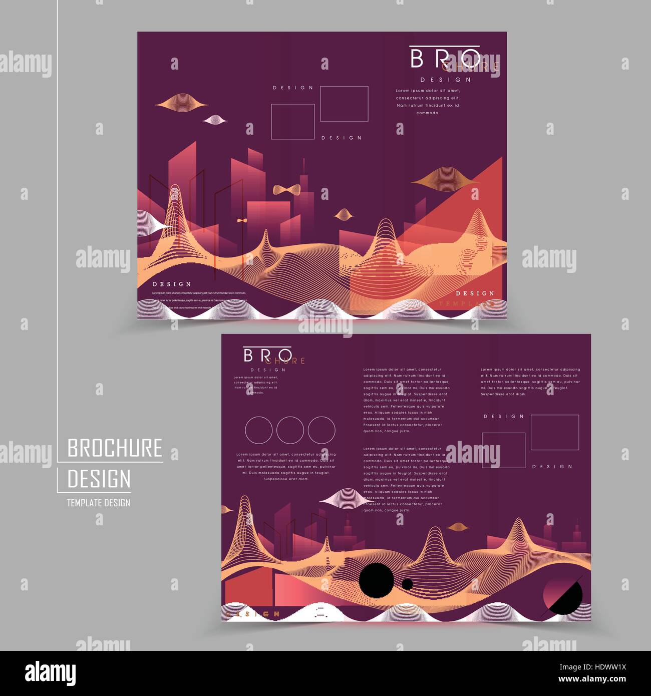 futuristic style tri-fold brochure design with geometric element Stock ...