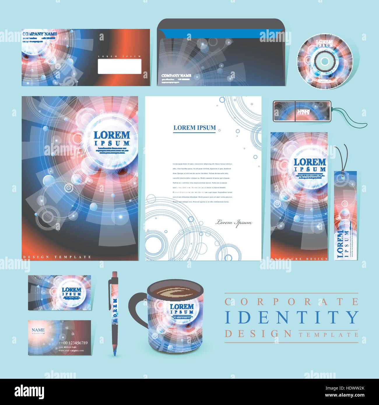 modern corporate identity design set with translucent geometric ...