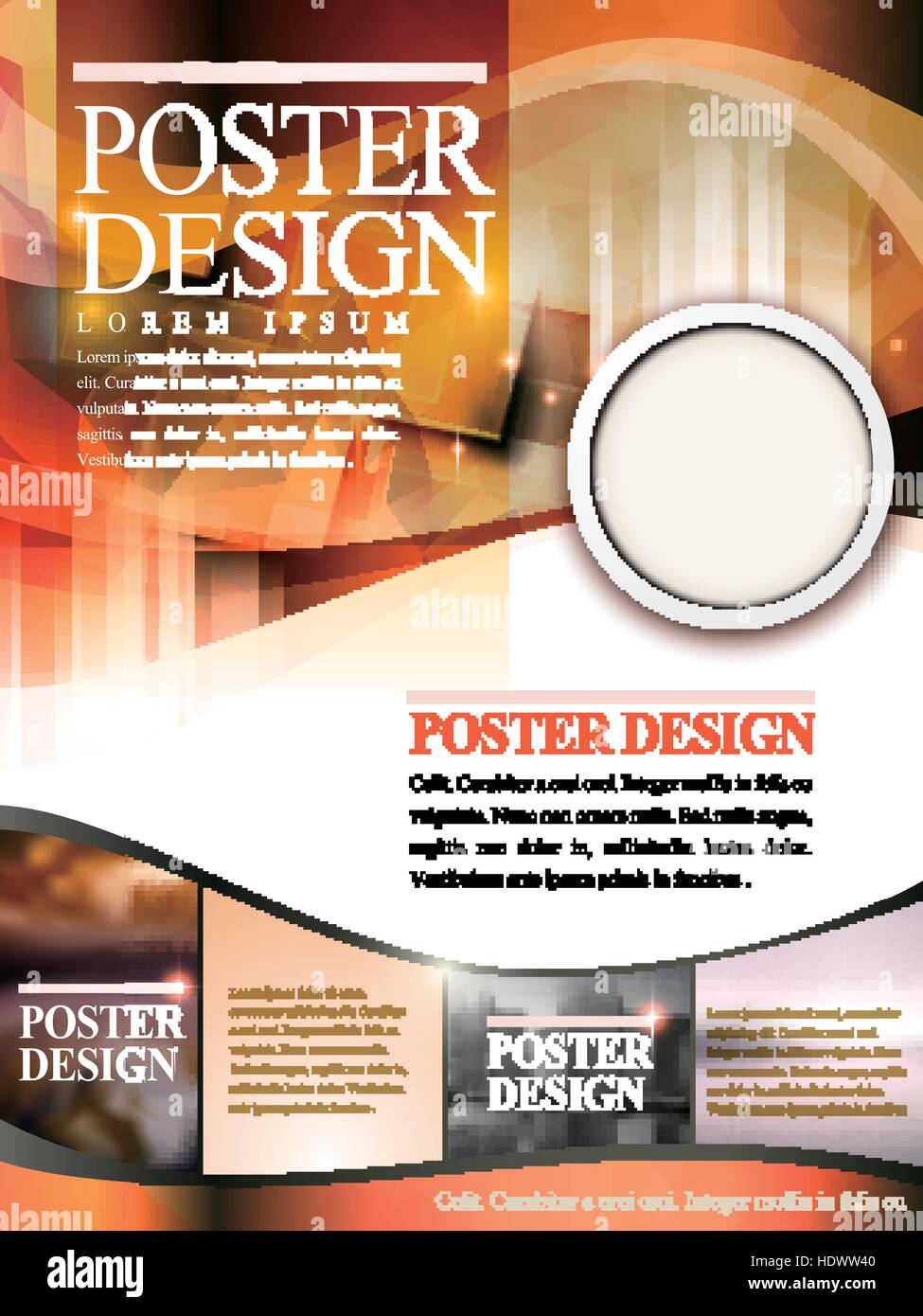 modern poster template design with glitter translucent blurred ...