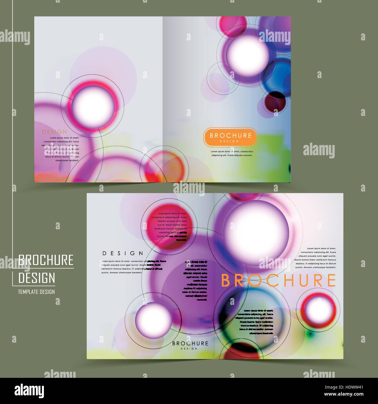 abstract half-fold template design with translucent circular elements ...
