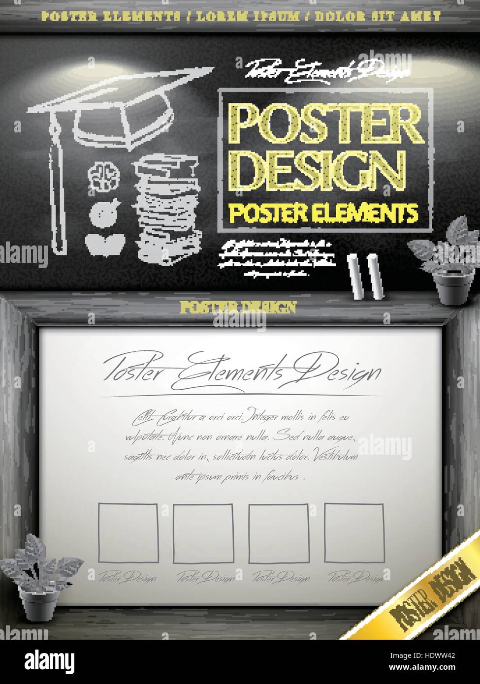 creative poster template design with chalkboard background Stock Vector ...