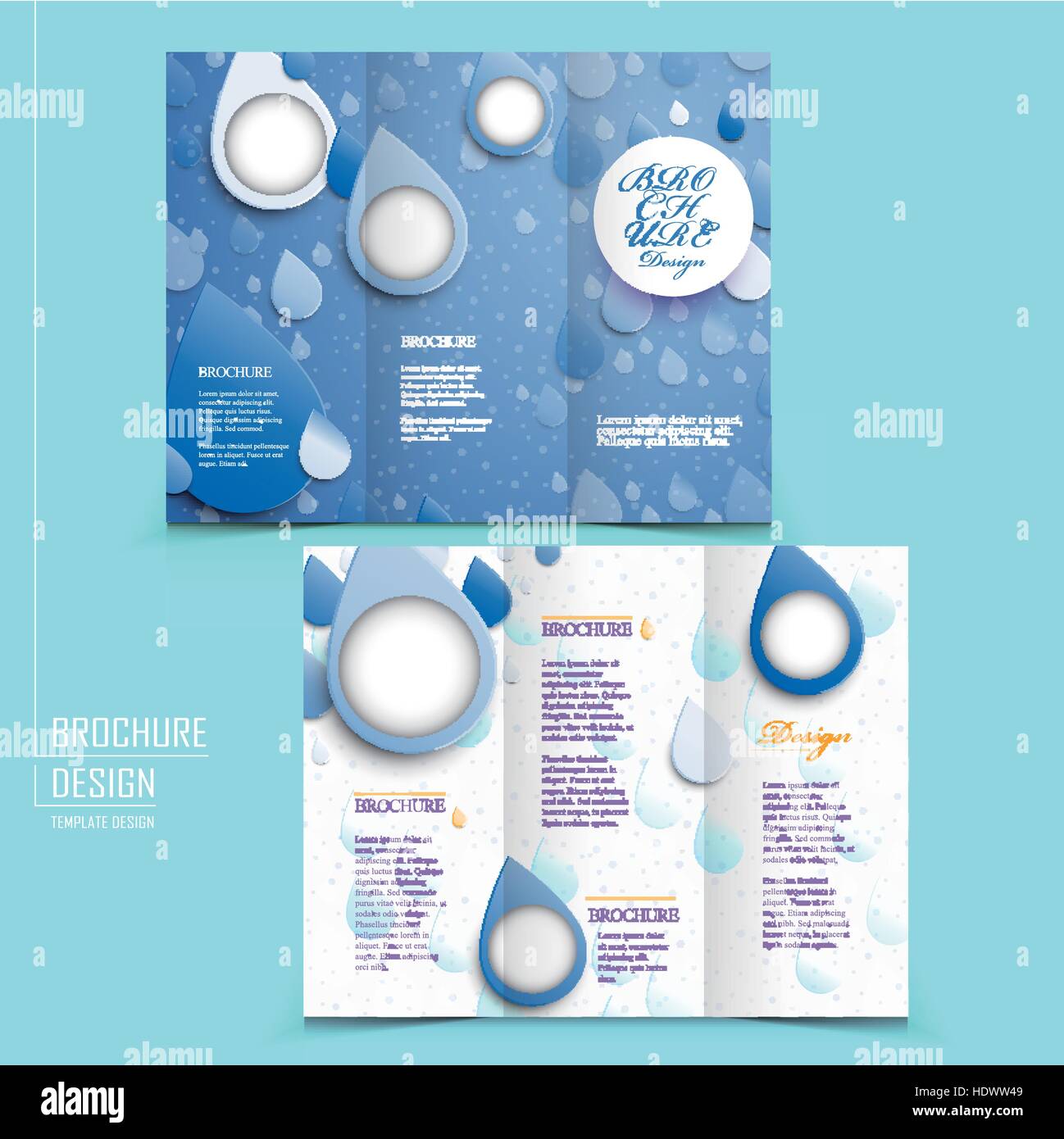 creative half-fold template design with lovely raindrop elements Stock ...