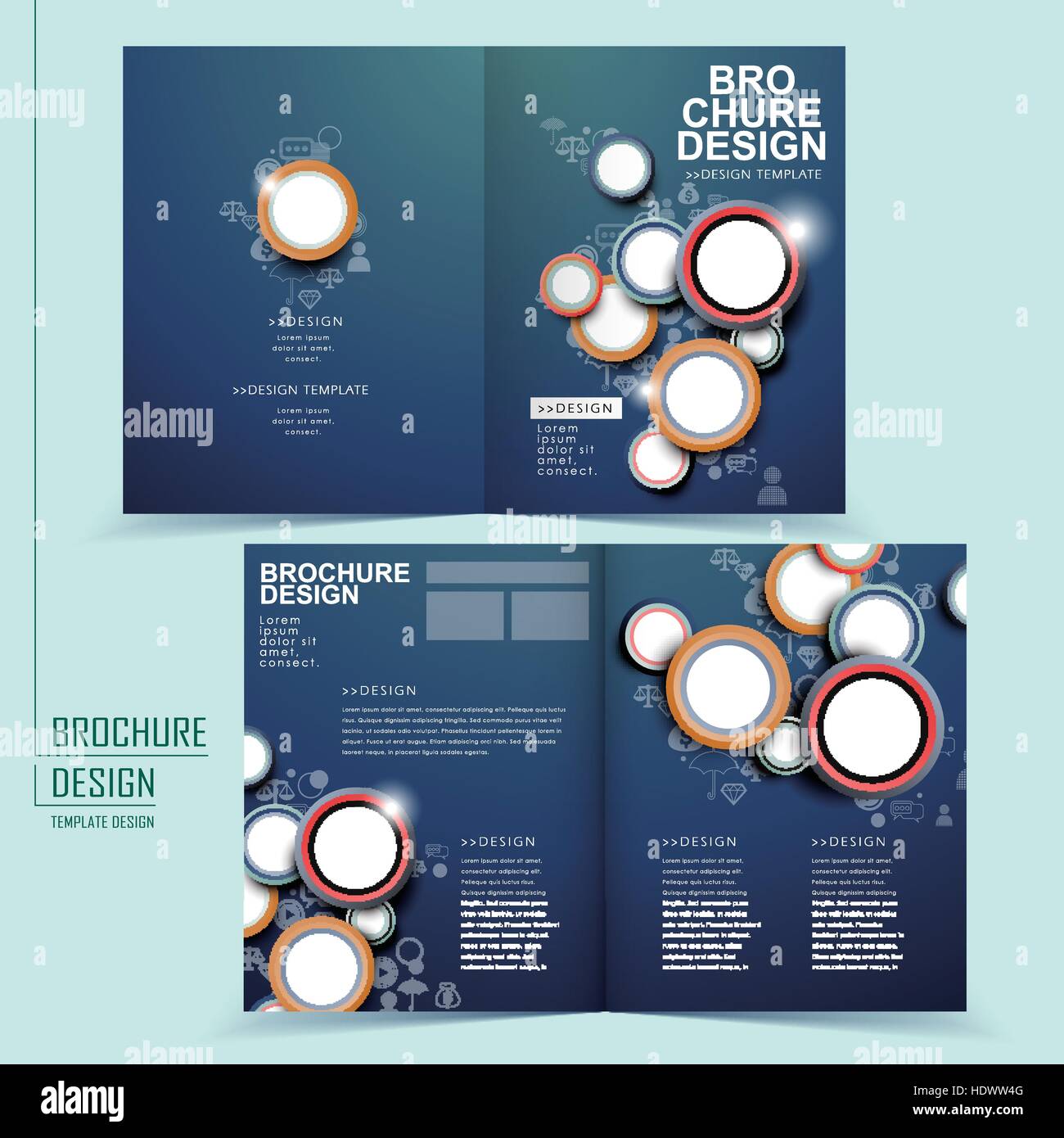 creative half-fold template design with lovely circular elements Stock ...