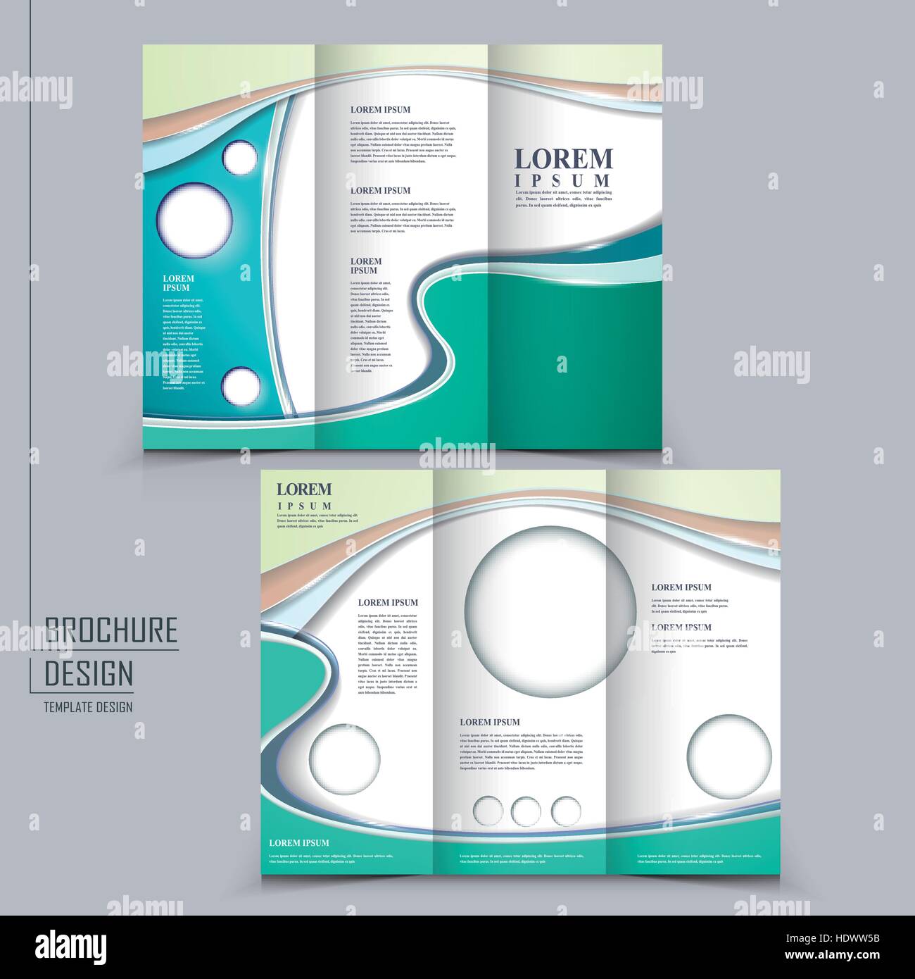 modern tri-fold template design with glossy wave elements Stock Vector ...