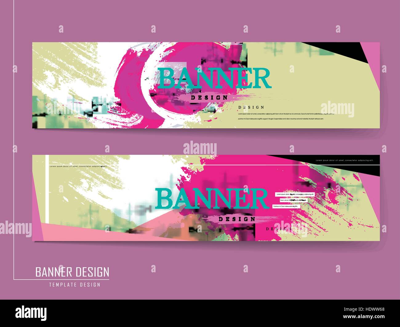 abstract banner template design with calligraphy strokes elements Stock ...