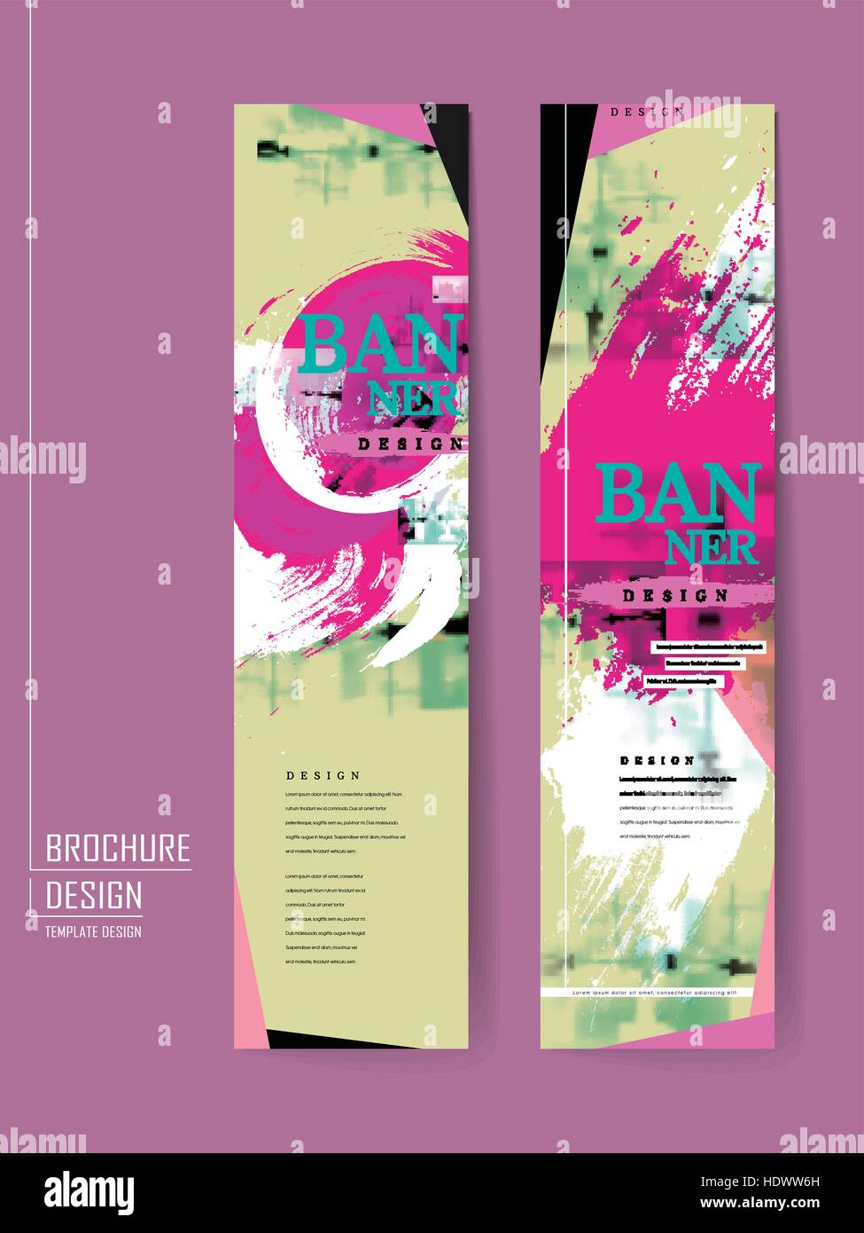 abstract banner template design with calligraphy strokes elements Stock ...