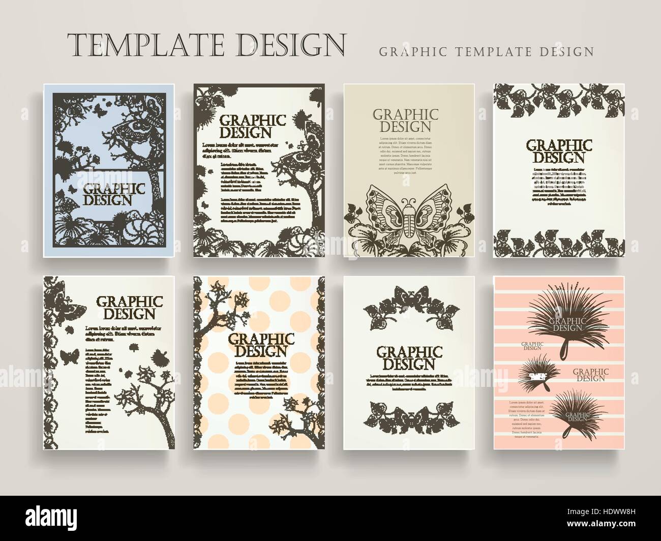 elegant poster template design with exquisite floral and butterflies ...