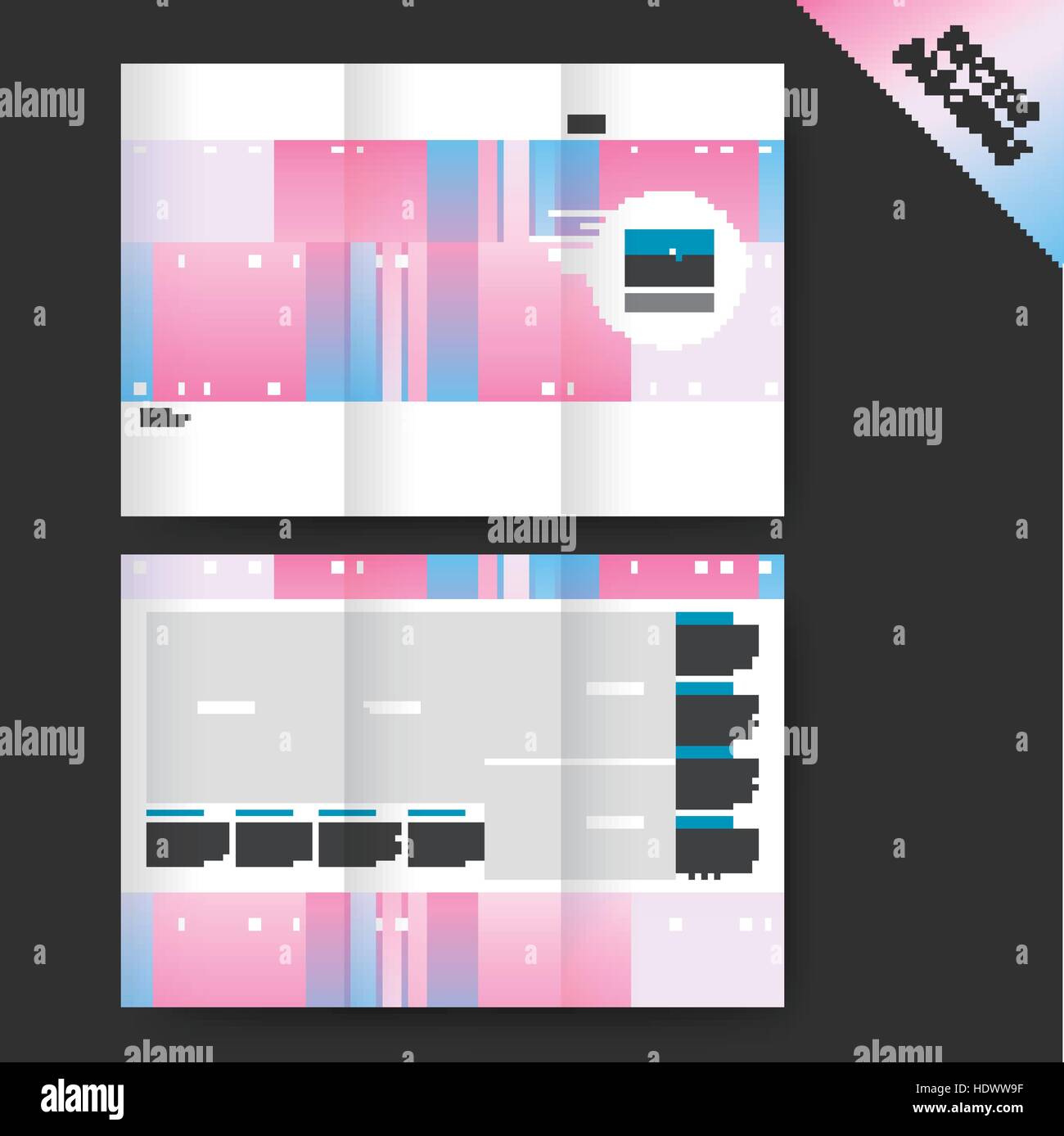 elegant tri-fold template design with geometric elements in pink and ...
