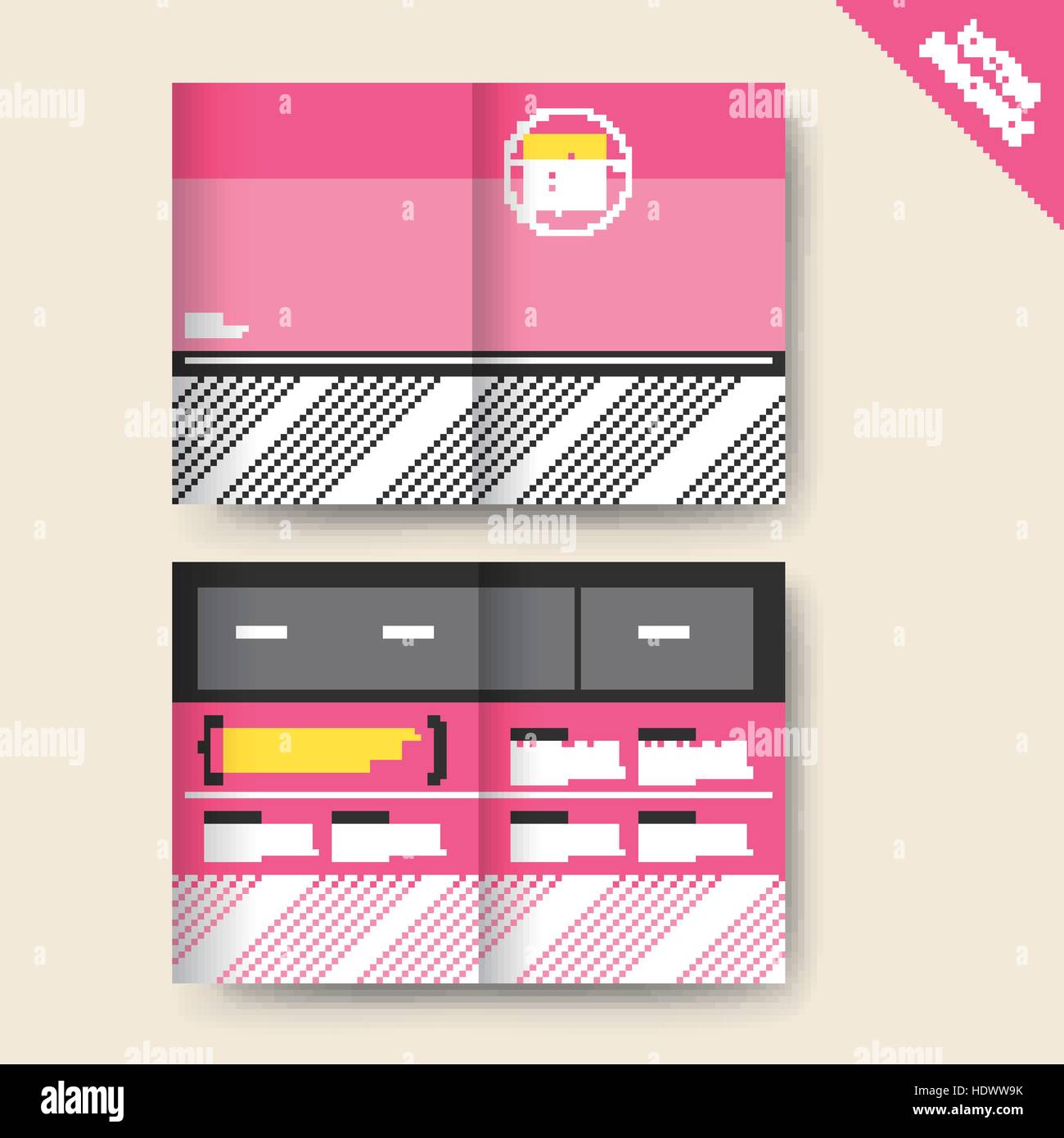 contemporary half-fold template design with pink geometric elements ...