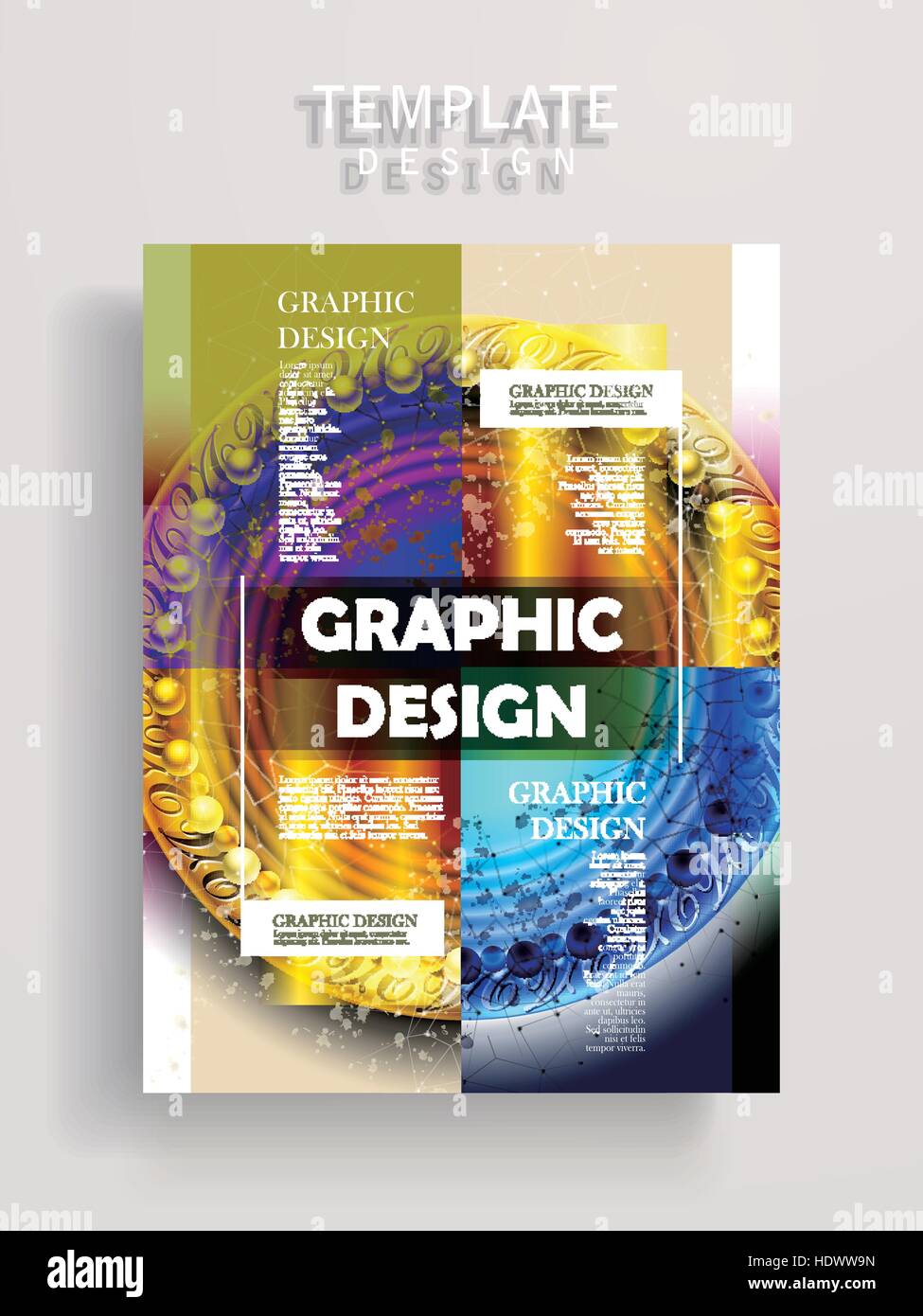 modern poster template design with glossy translucent circular elements ...